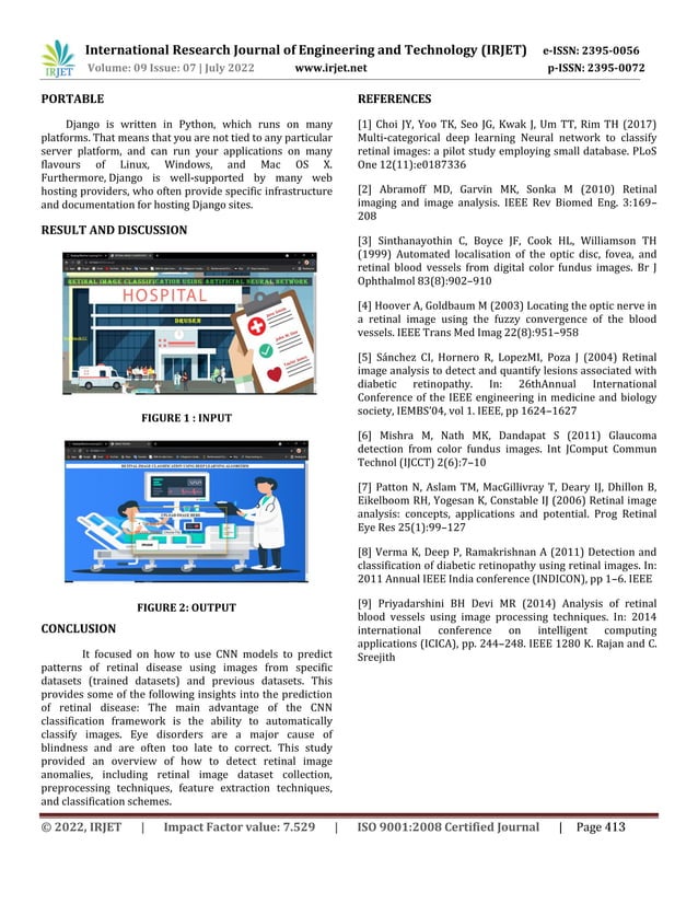 RETINAL IMAGE CLASSIFICATION USING NEURAL NETWORK BASED ON A CNN METHODS | PDF