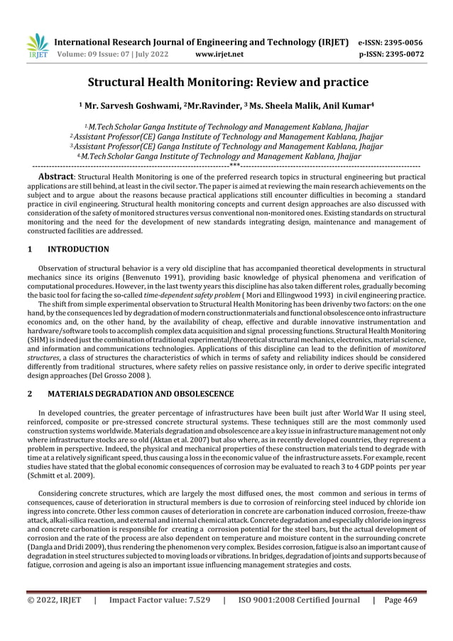 Structural Health Monitoring Review And Practice Pdf