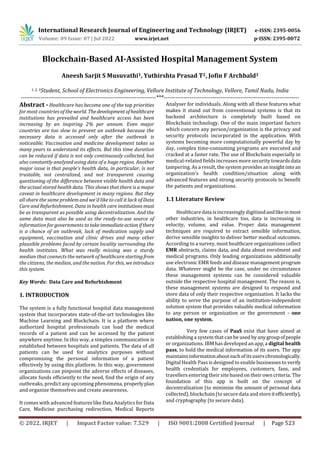 Blockchain-Based AI-Assisted Hospital Management System | PDF