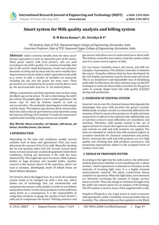 Smart system for Milk quality analysis and billing system | PDF