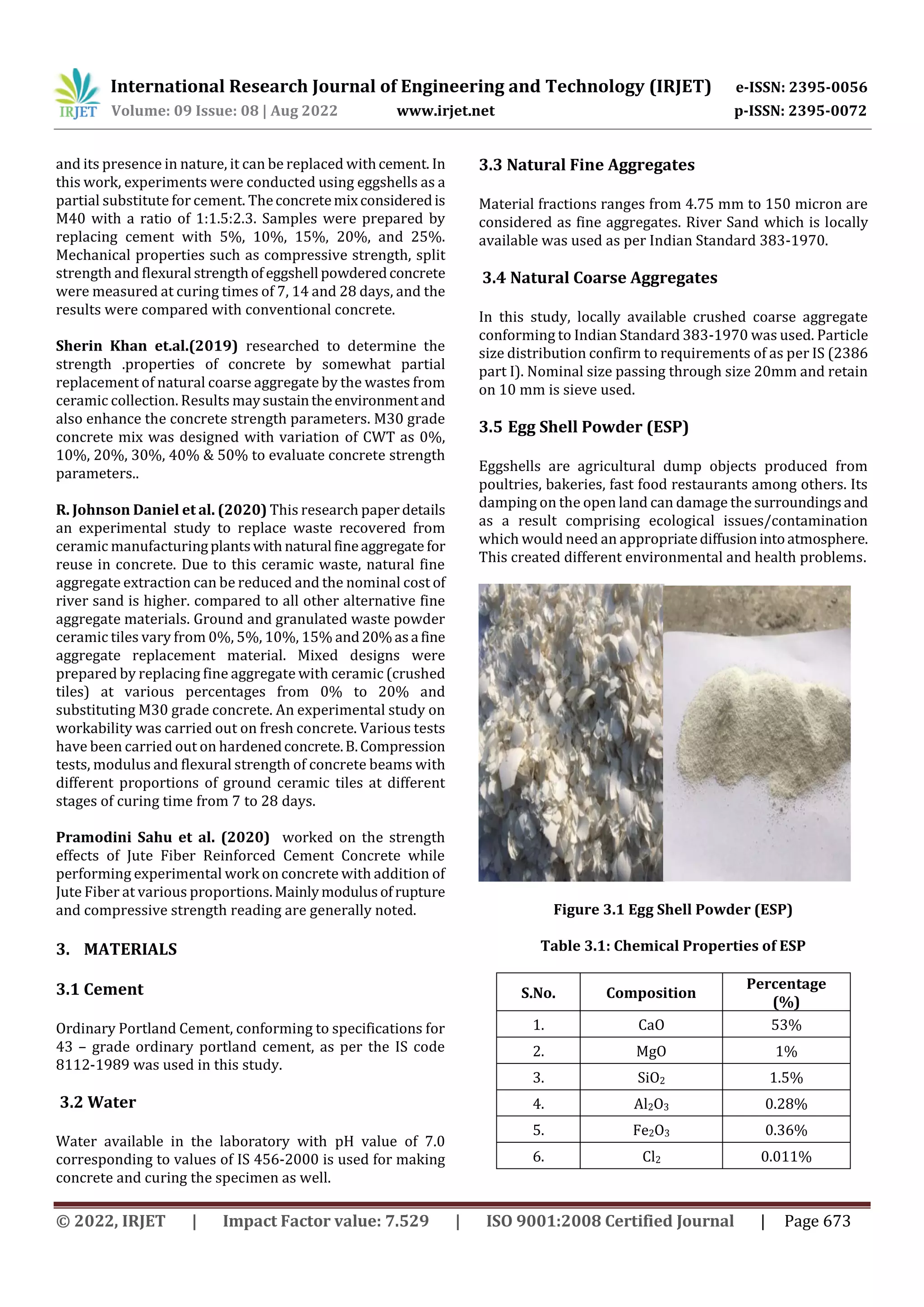 AN EXPERIMENTAL STUDY ON MECHANICAL PROPERTIES OF CONCRETE WITH PARTIAL ...