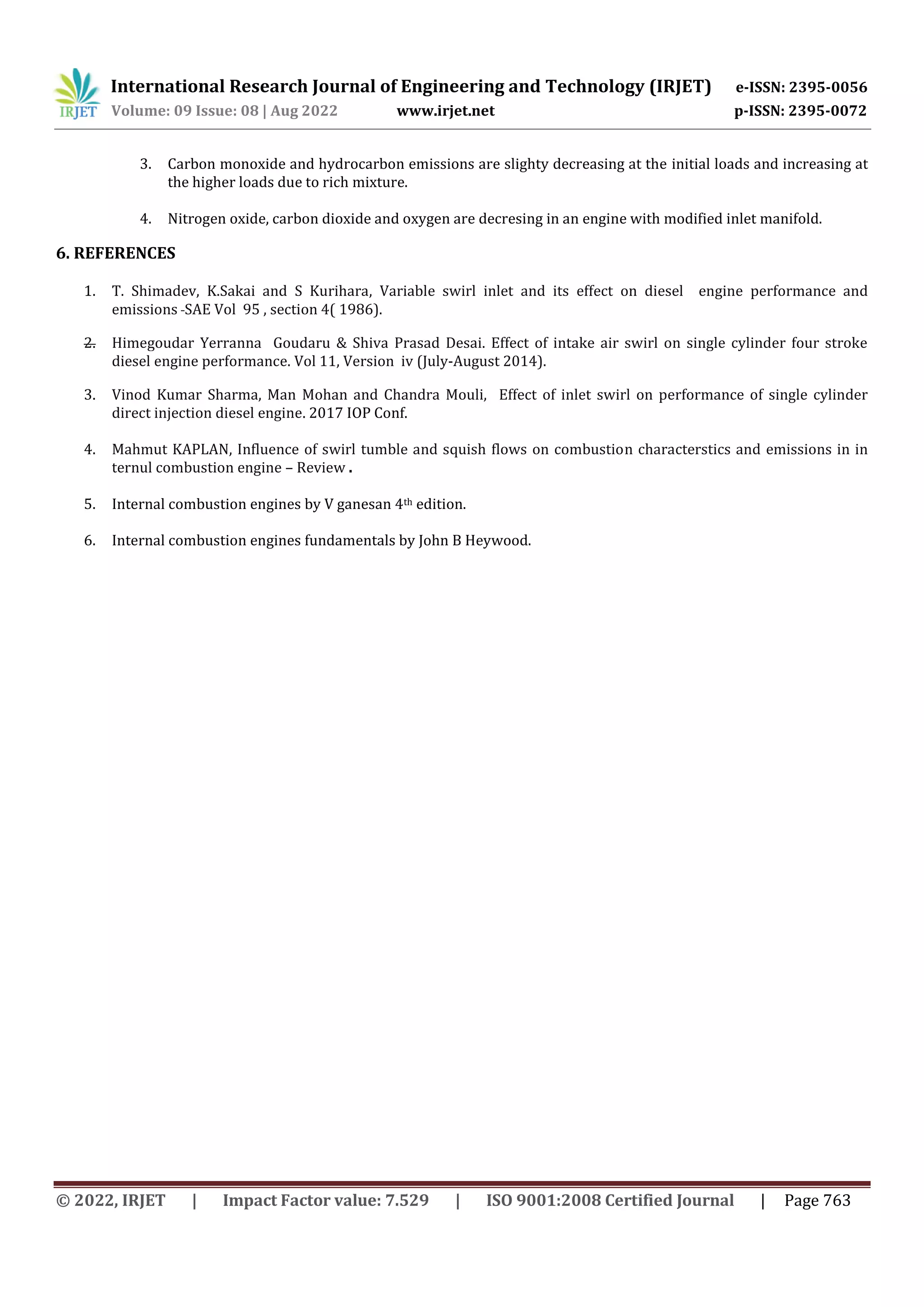 EXPERIMENTAL INVESTIGATION AND PERFORMANCE AND EMISSION ANALYSIS OF ...