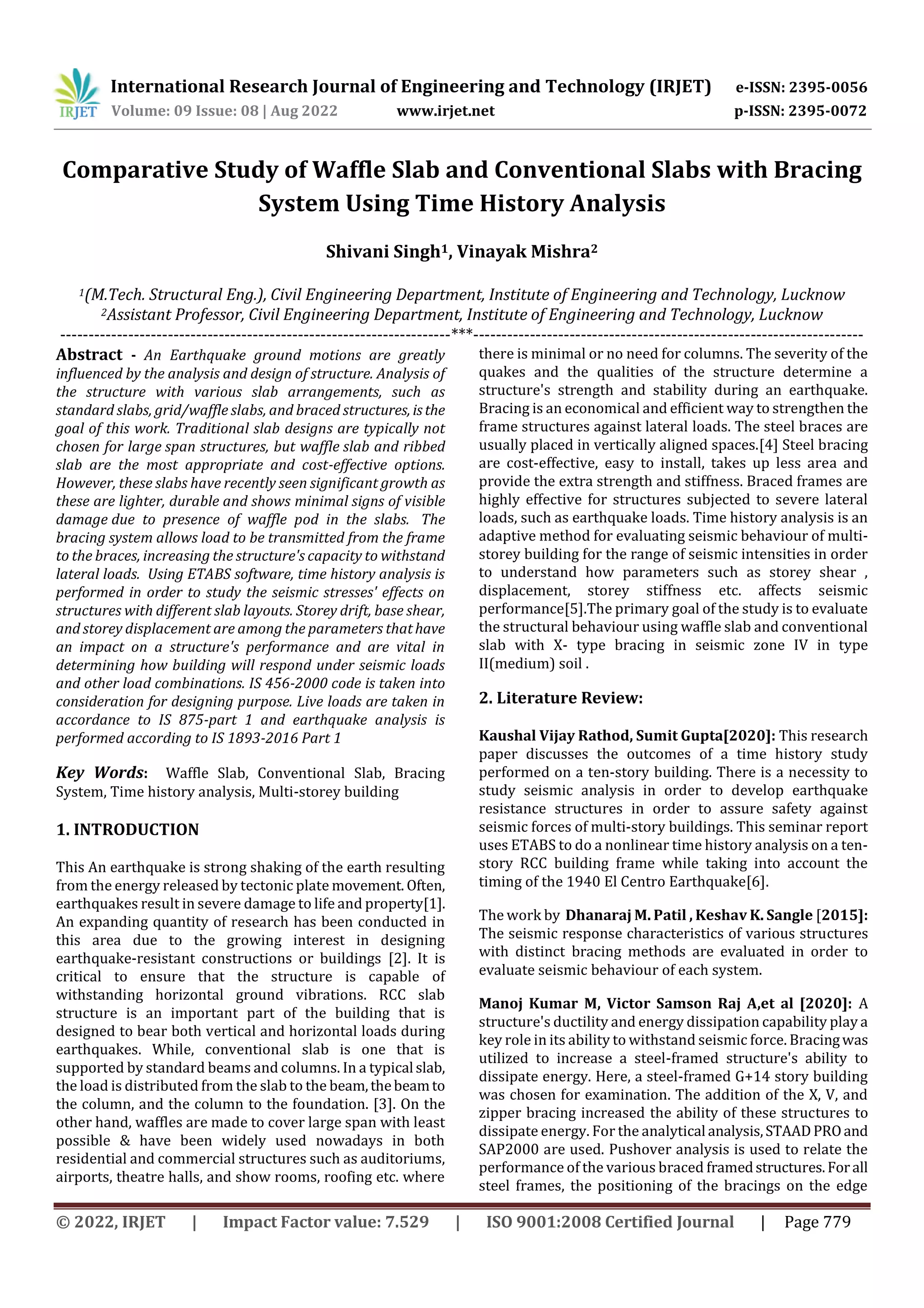 Comparative Study of Waffle Slab and Conventional Slabs with Bracing ...