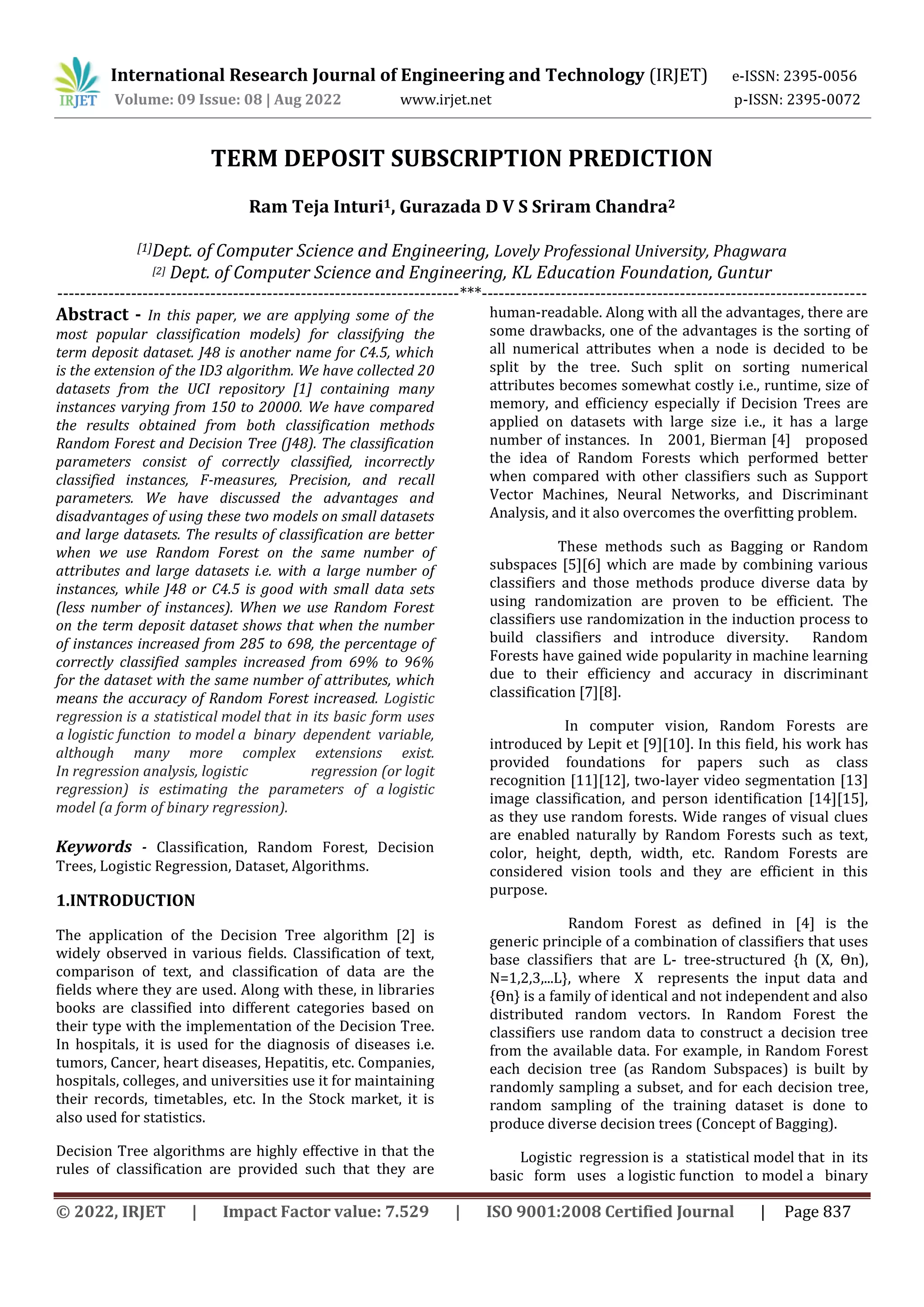 TERM DEPOSIT SUBSCRIPTION PREDICTION | PDF | Computing | Technology & Computing