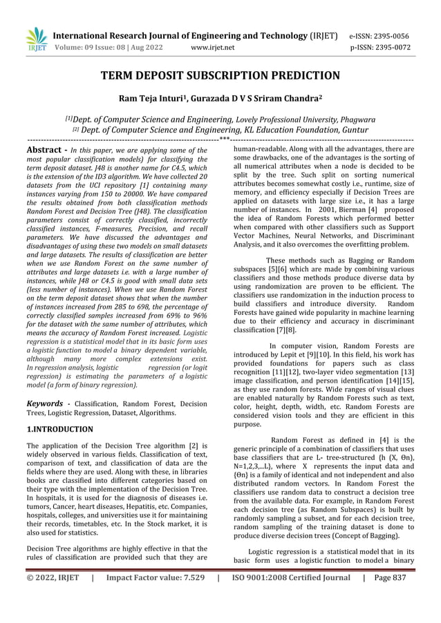 TERM DEPOSIT SUBSCRIPTION PREDICTION | PDF