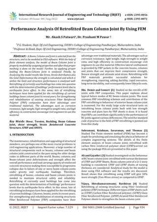 Performance Analysis Of Retrofitted Beam Column Joint By Using FEM ...