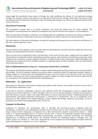 A Study on Impact of Multimedia Approach Teaching –Learning Process | PDF