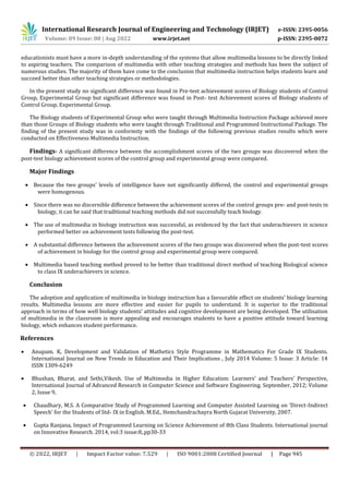 A Study On Impact Of Multimedia Approach Teaching Learning Process Pdf