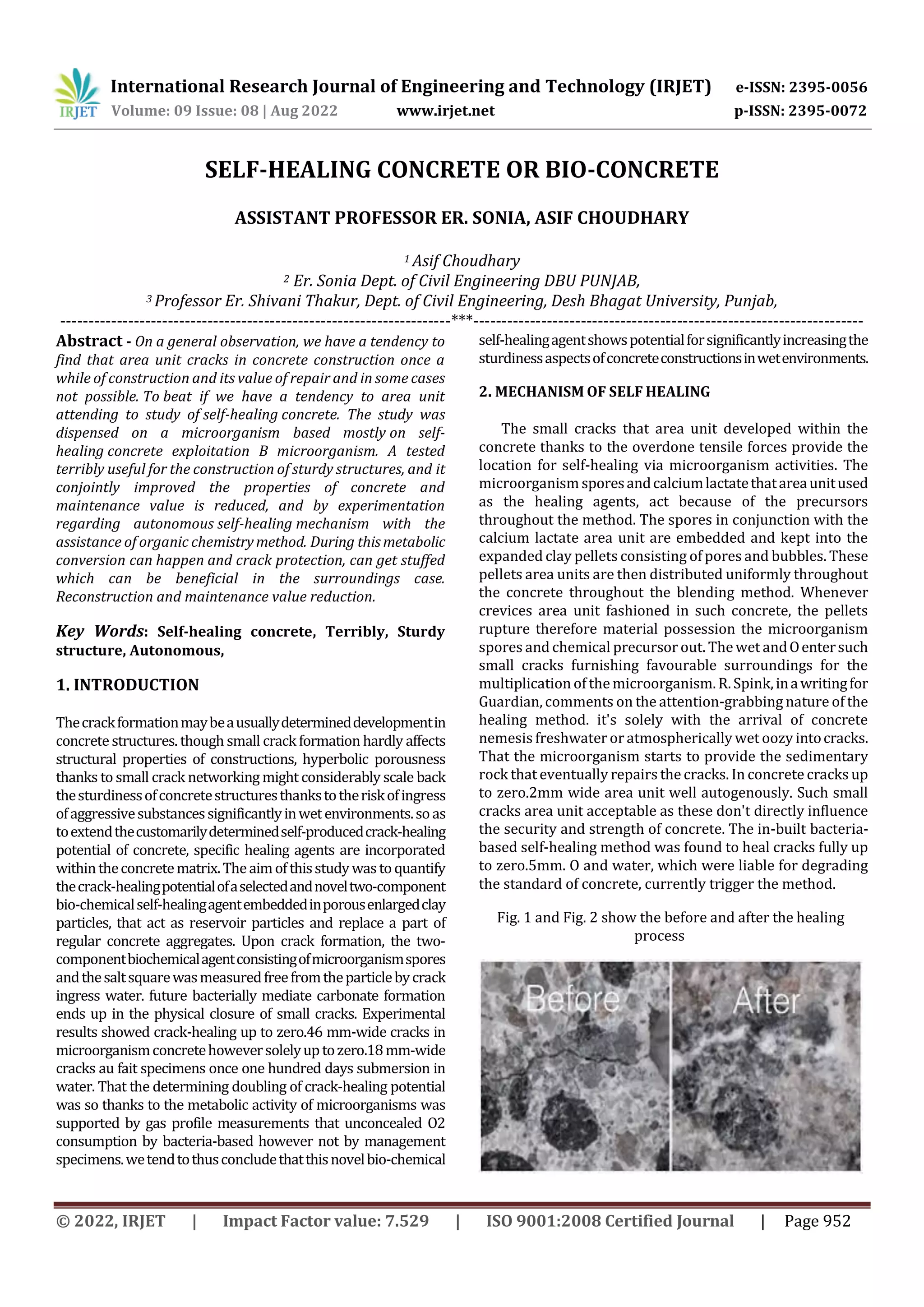 SELF-HEALING CONCRETE OR BIO-CONCRETE | PDF