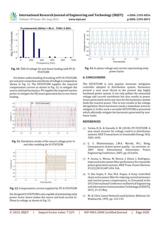 Performance Analysis of DSTATCOM in Harmonic Mitigation Connected Across a Distribution System ...