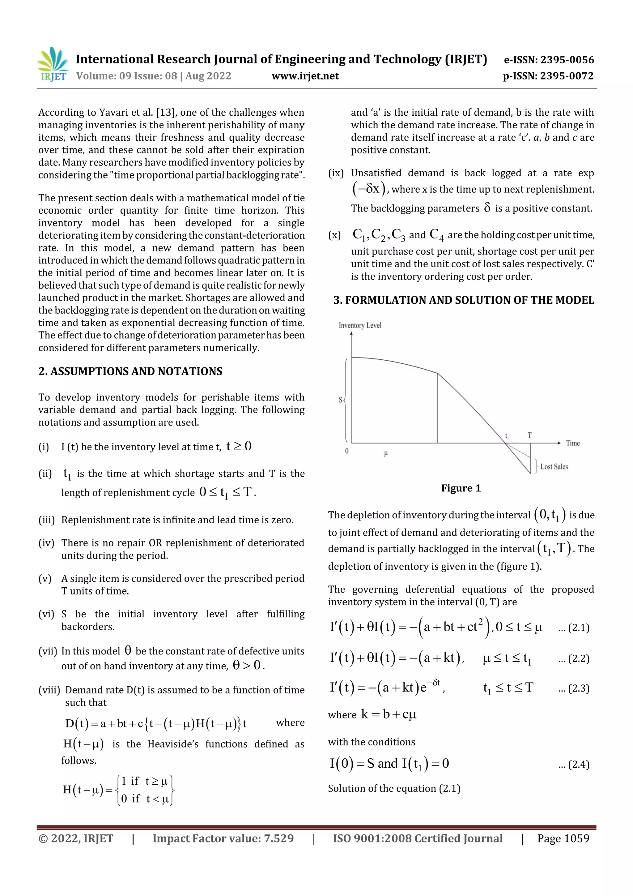 Inventory Model For Perishable Items With Deterioration And Time Dependent Demand Rate Pdf