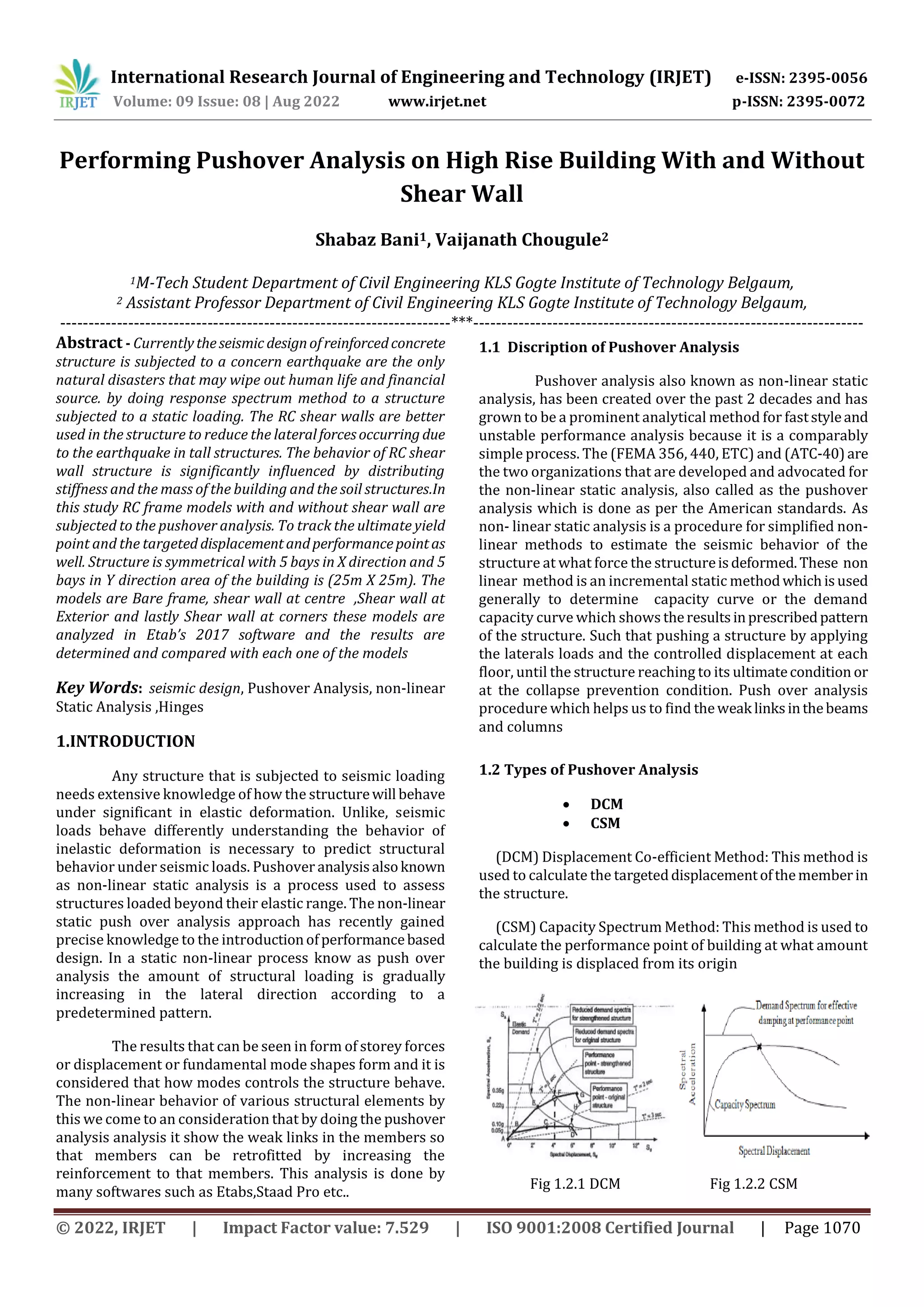 Performing Pushover Analysis on High Rise Building With and Without Shear Wall | PDF