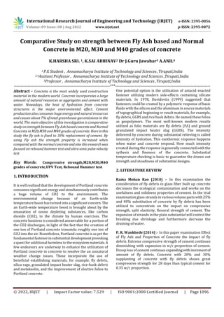 Comparative Study on strength between Fly Ash based and Normal Concrete ...