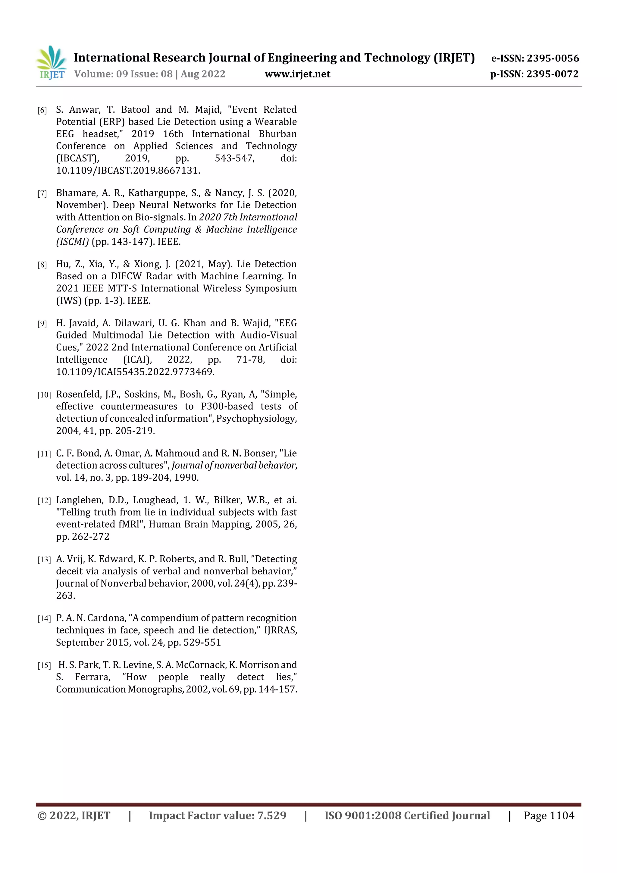 A Review of Lie Detection Techniques | PDF