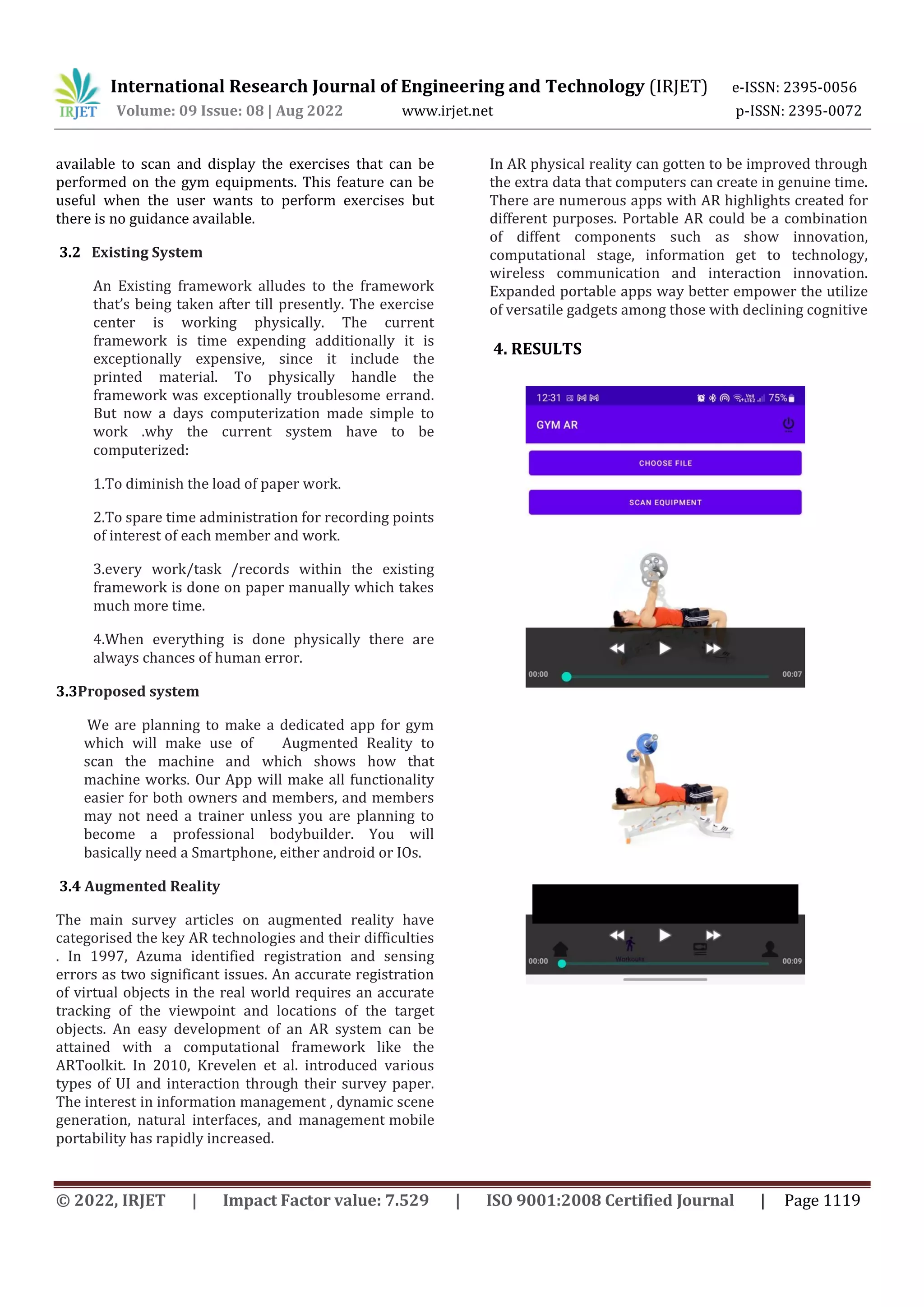 GYM MANAGEMENT SYSTEM USING AUGMENTED REALITY | PDF