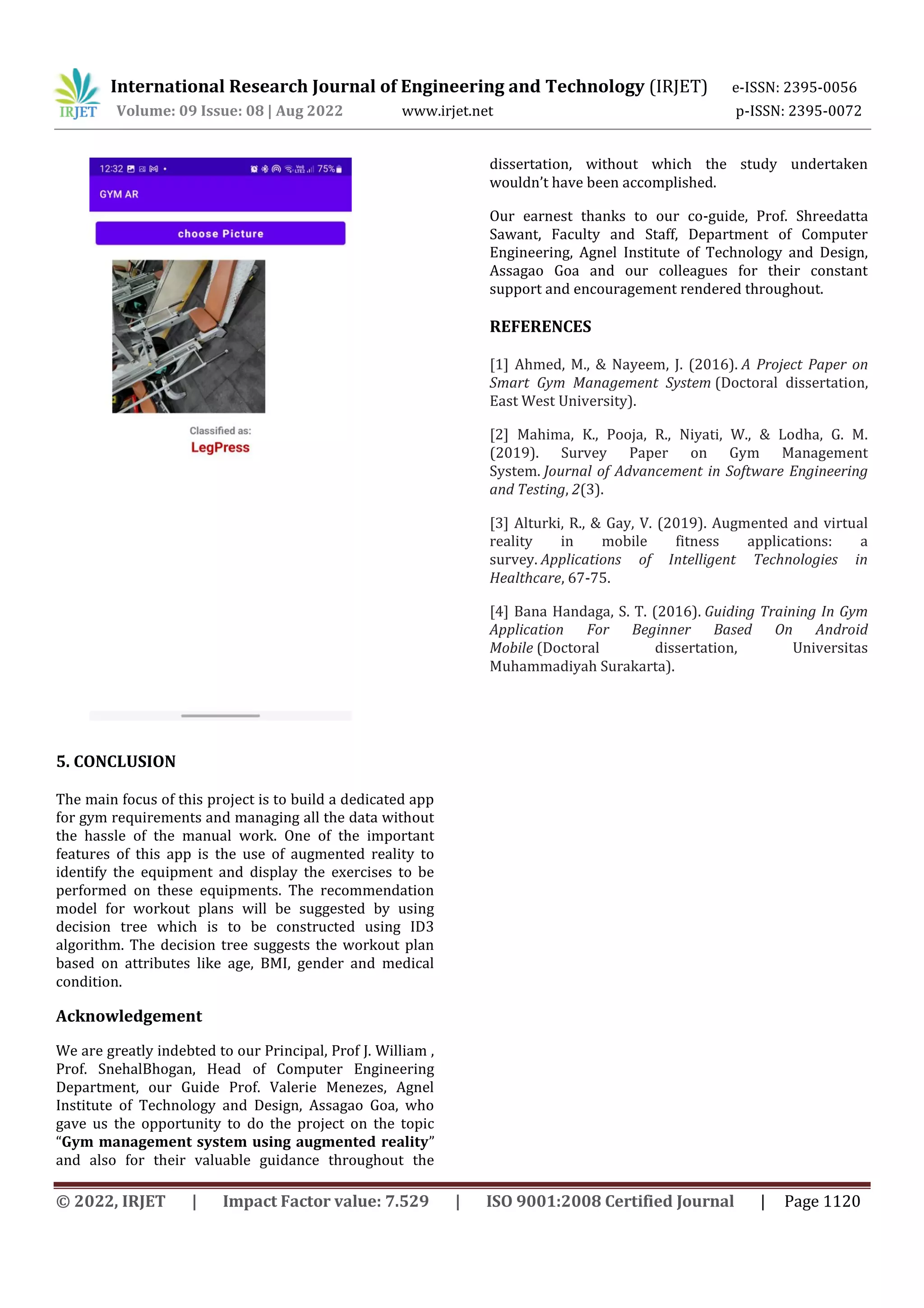 GYM MANAGEMENT SYSTEM USING AUGMENTED REALITY | PDF