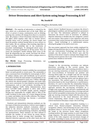 Driver Drowsiness and Alert System using Image Processing & IoT | PDF ...