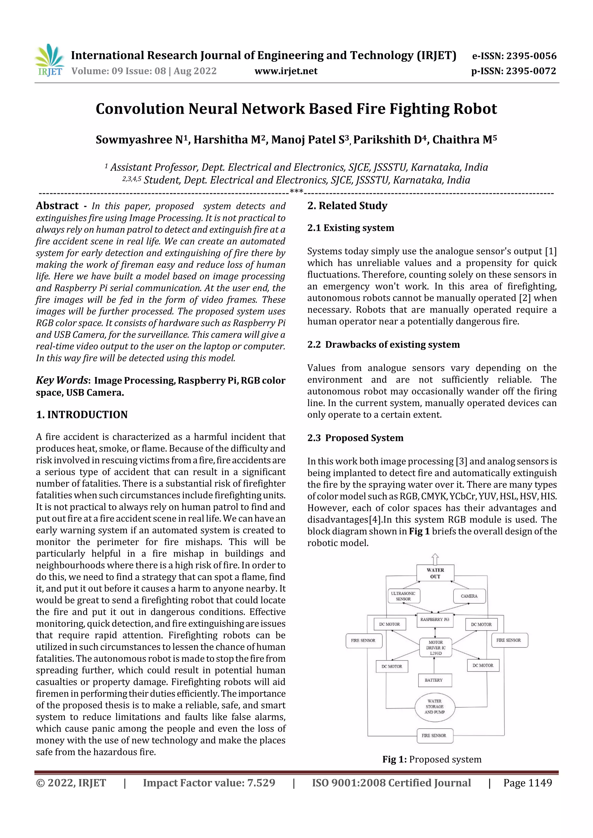 Convolution Neural Network Based Fire Fighting Robot | PDF | Computer Peripherals | Computing