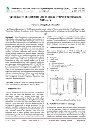 Optimization of steel plate Girder Bridge with web openings and Stiffeners | PDF