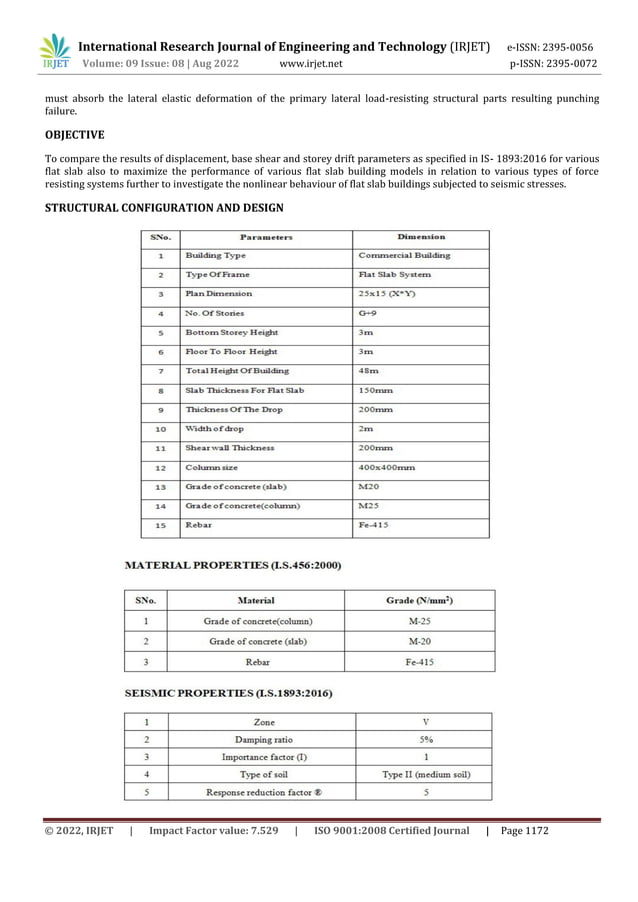 STUDY OF A FLAT SLAB BUILDING WITH A SHEAR WALL AT PERIPHERY AND FLAT ...