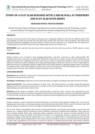 STUDY OF A FLAT SLAB BUILDING WITH A SHEAR WALL AT PERIPHERY AND FLAT ...