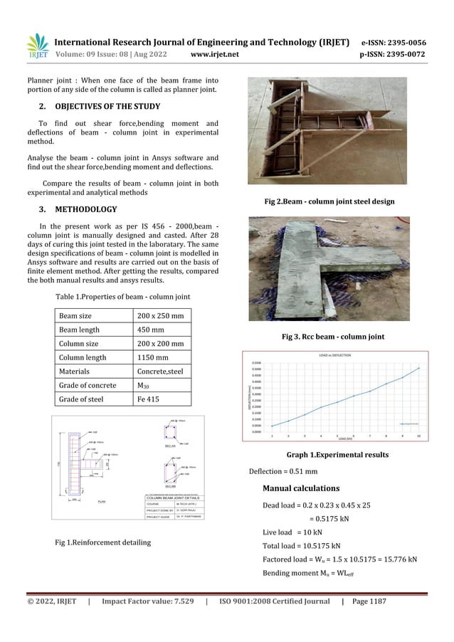 COMPARATIVE STUDY ON RC BEAM COLUMN JOINT USING BOTH ANALYTICAL AND EXPERIMENTAL METHOD | PDF