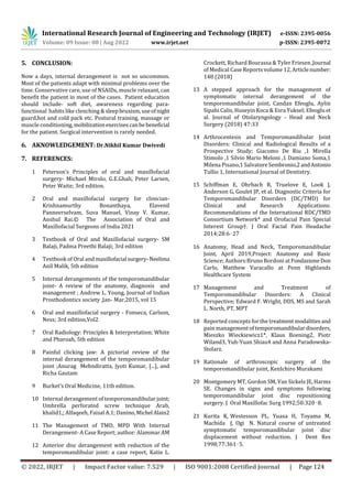Internal Derangement of Temporomandibular Joint-A review of Anatomy ...