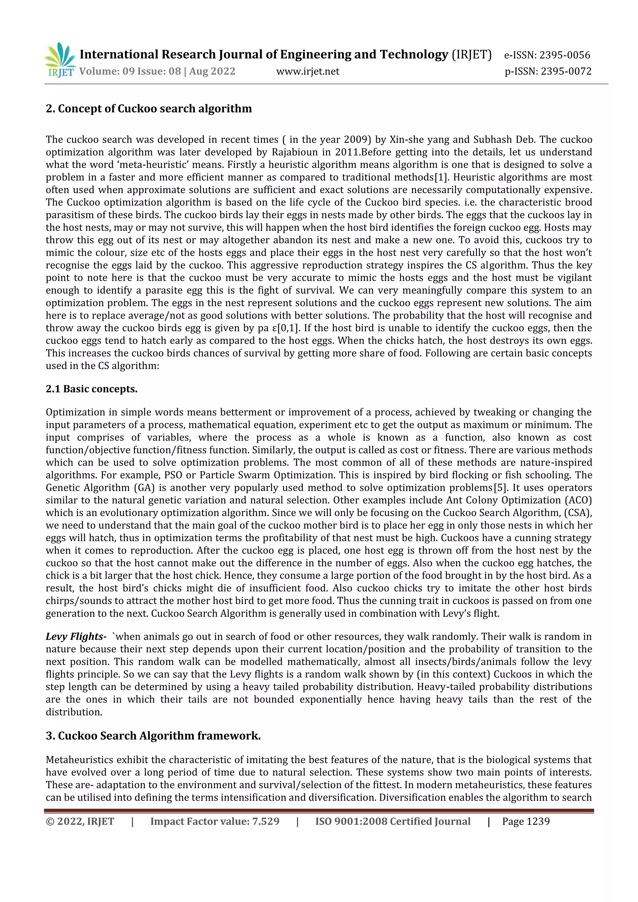 The Cuckoo Search Algorithm: A review. | PDF