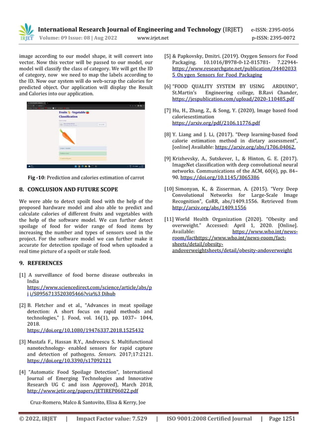 Food Quality Detection And Calorie Estimation Using Machine Learning | PDF | Internet of Things ...