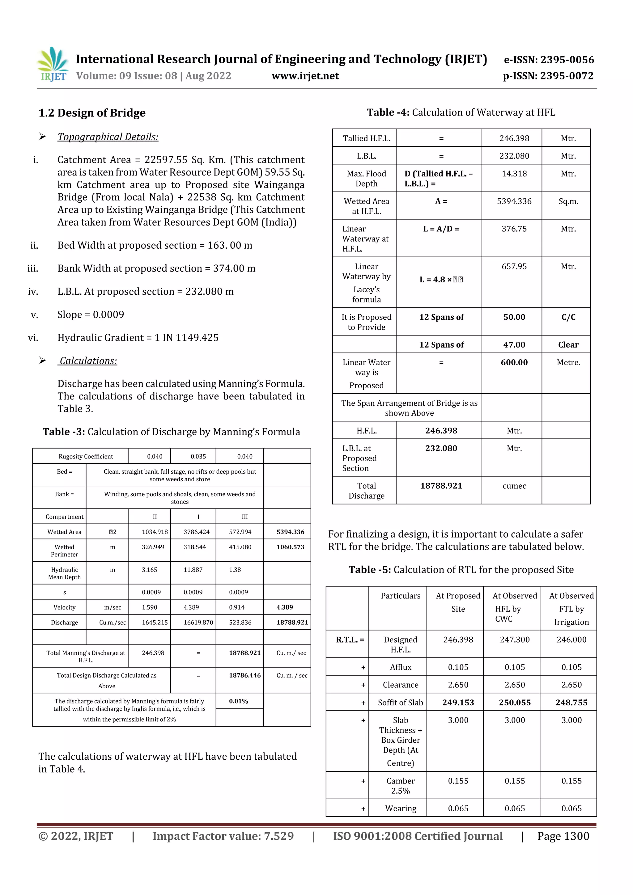 Design of Highway with Major Bridge on Stagnant Water | PDF