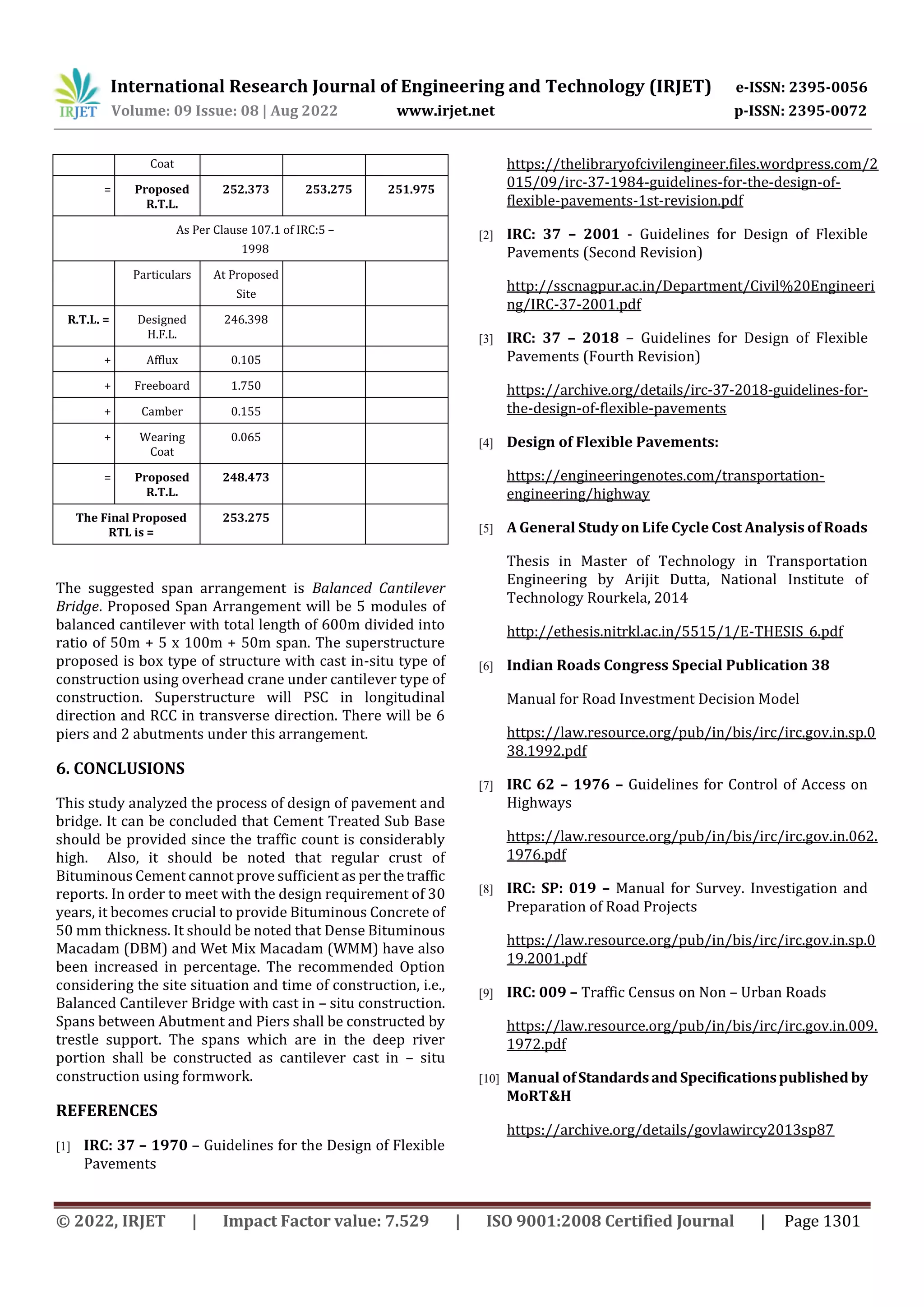 Design of Highway with Major Bridge on Stagnant Water | PDF