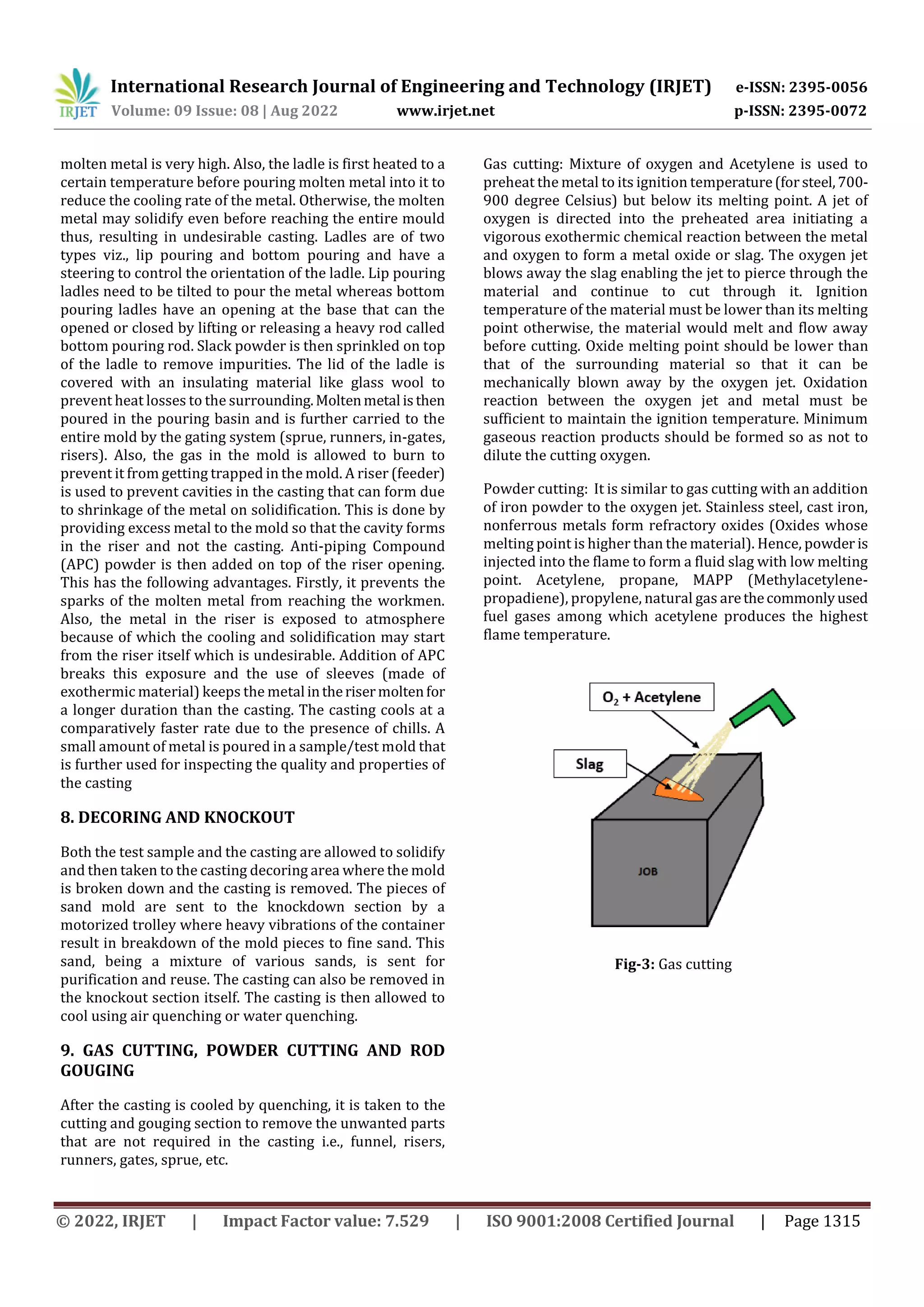 Foundry Processes in Sand-Molded Casting of Steel | PDF