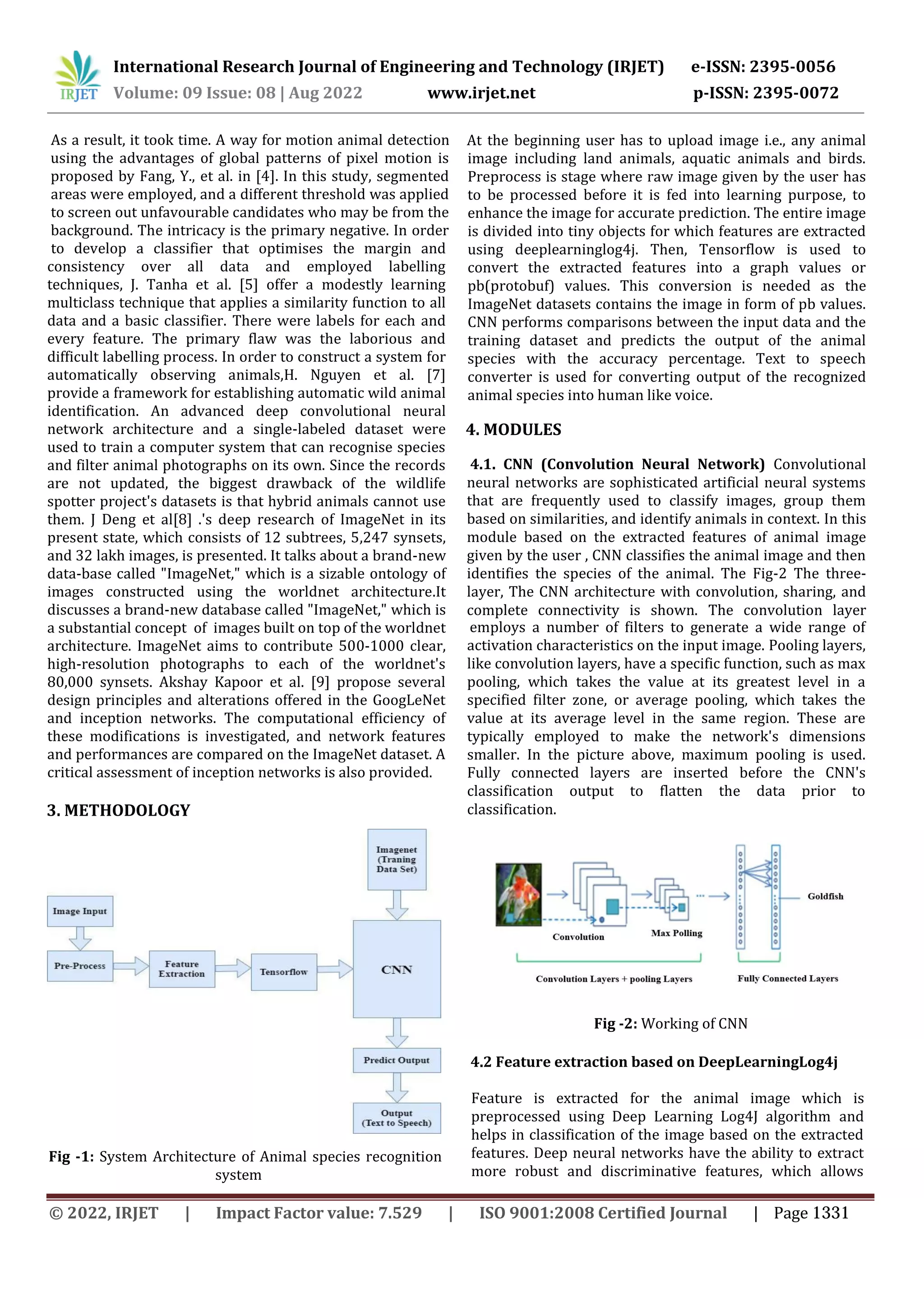 ANIMAL SPECIES RECOGNITION SYSTEM USING DEEP LEARNING | PDF