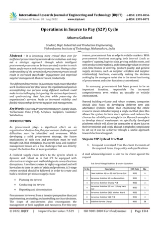 Operations in Source to Pay (S2P) Cycle | PDF