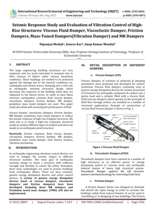 Seismic Response Study and Evaluation of Vibration Control of High- Rise Structures: Viscous ...