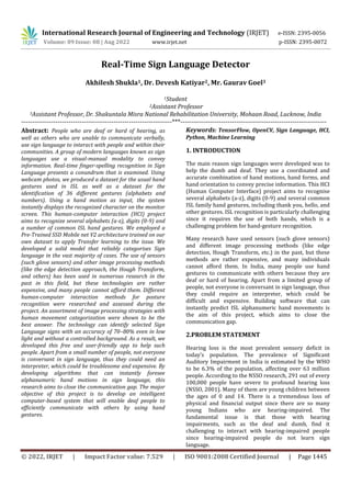 Real-Time Sign Language Detector | PDF | Ear, Nose and Throat Conditions | Diseases and Conditions