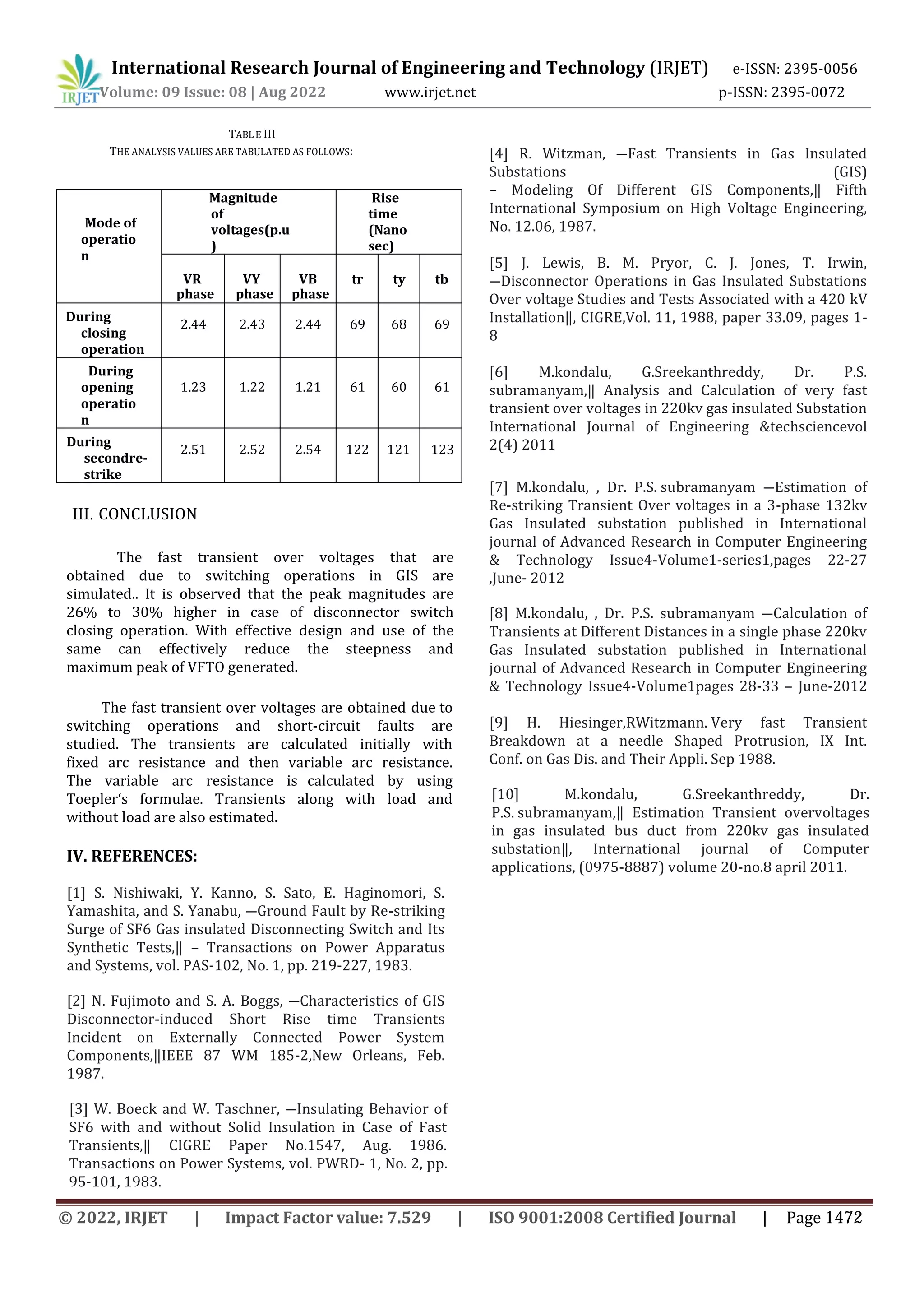 Modeling and Analysis of a 3-Phase 132kv GasInsulated Substation | PDF ...