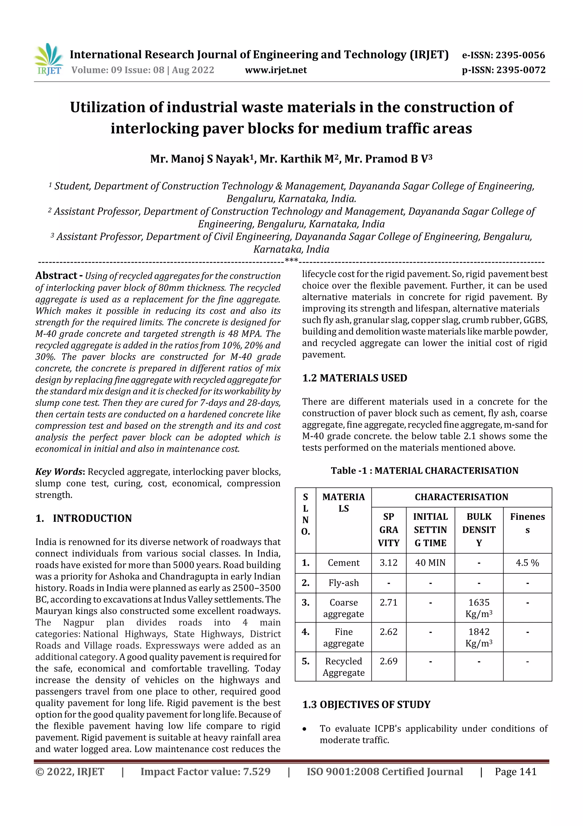 Utilization of industrial waste materials in the construction of ...
