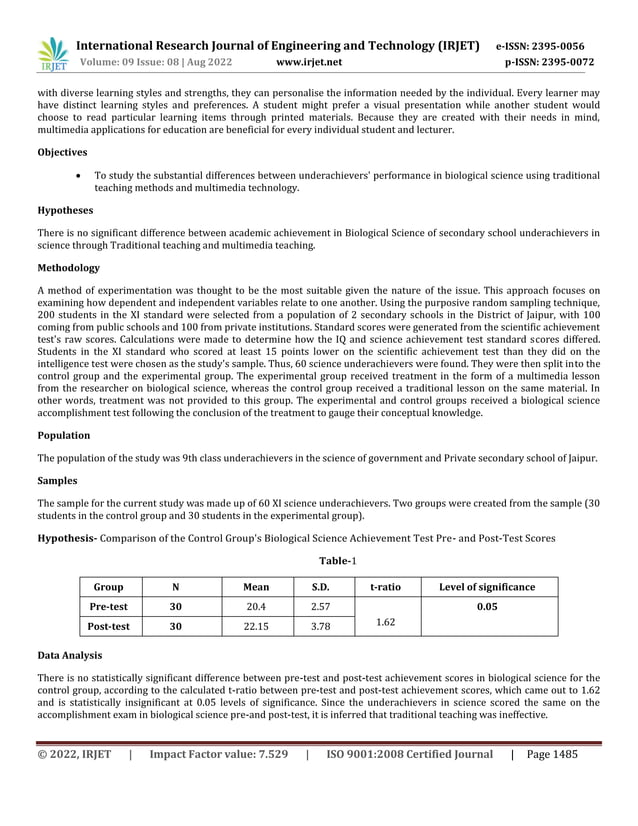 Use of Traditional Teaching Methods and Multimedia Techniques in ...