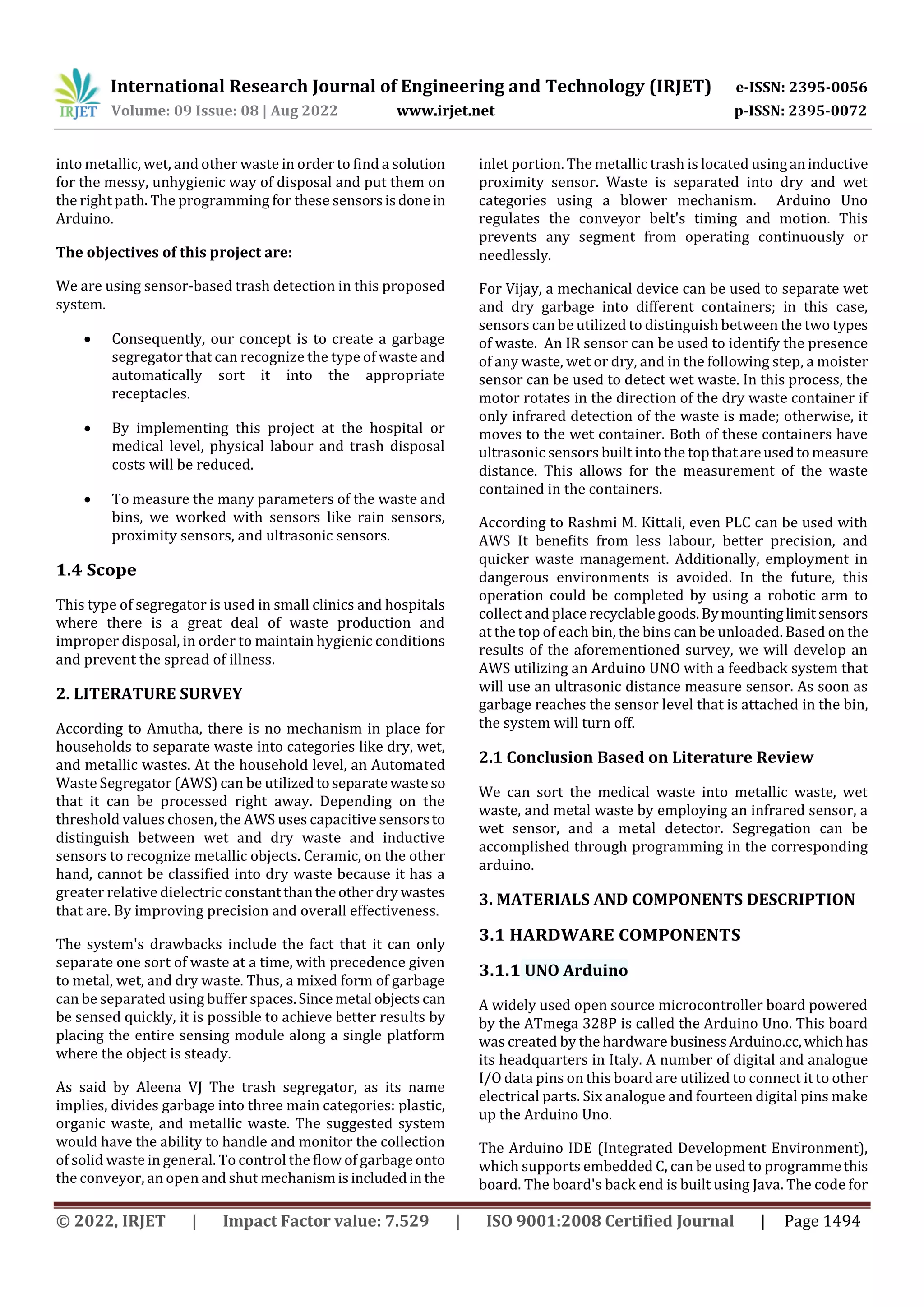 Automatic Medical Waste Segregation Machine | PDF