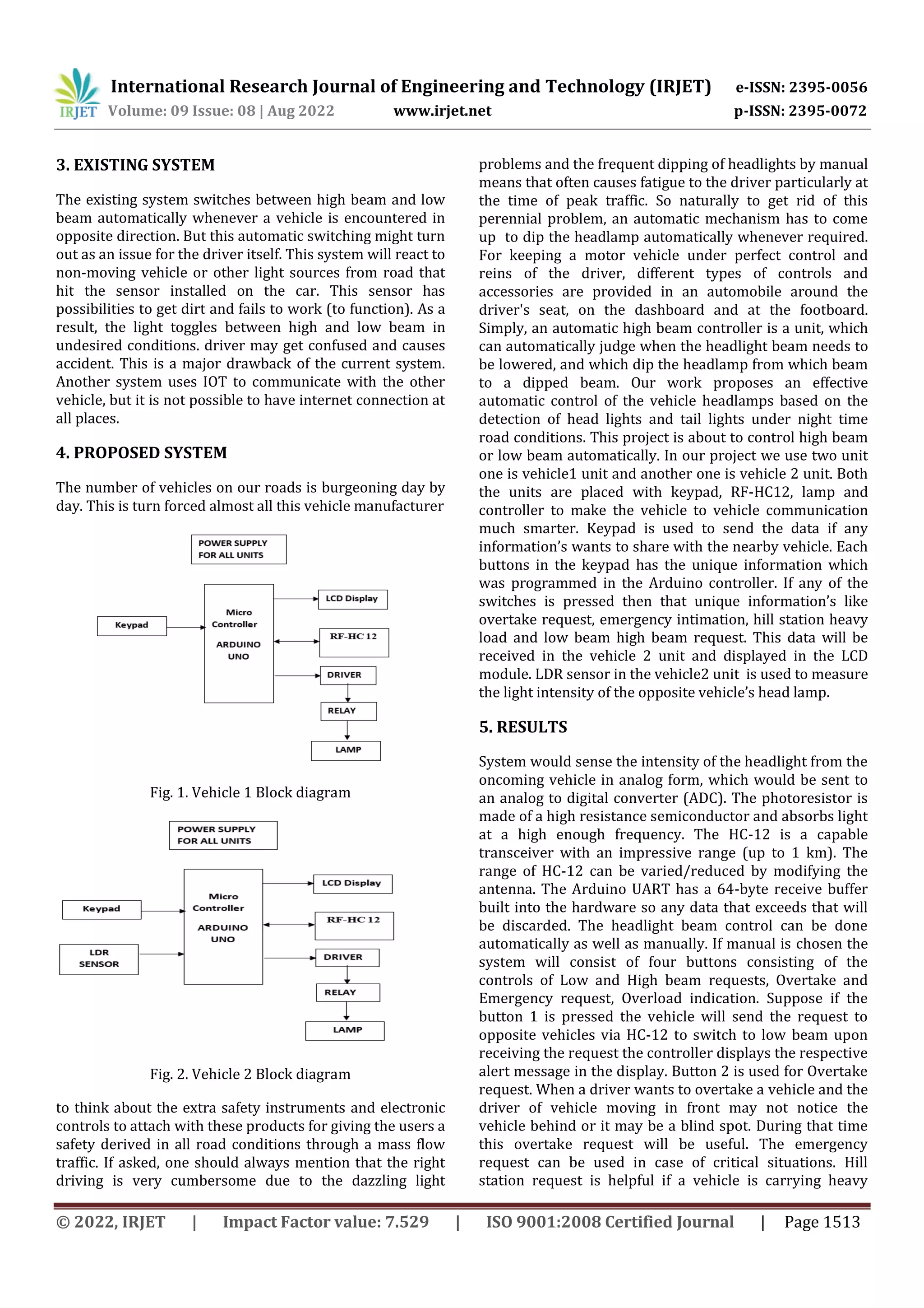 Vehicle Head Light Beam Control Using RF Communication | PDF