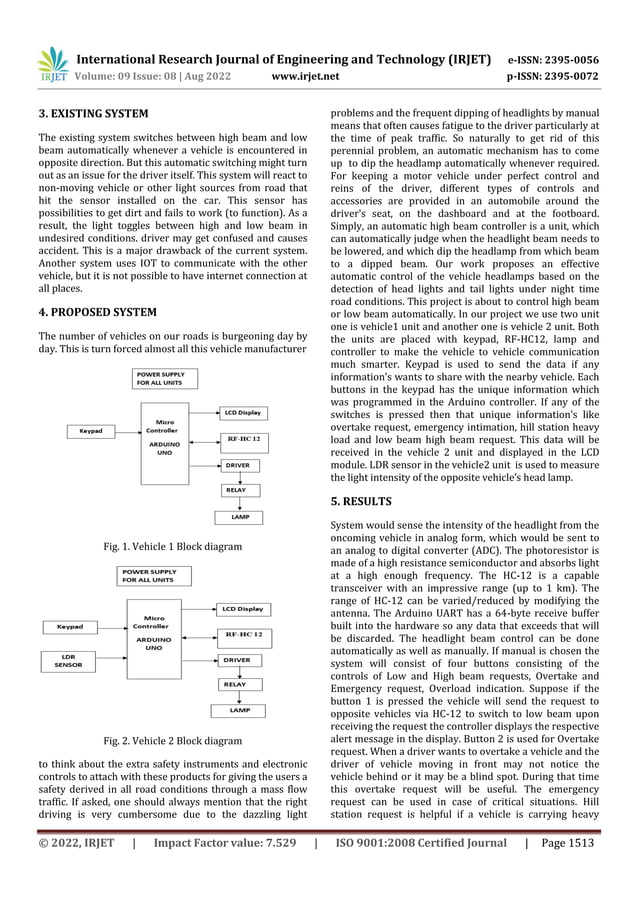 Vehicle Head Light Beam Control Using RF Communication | PDF