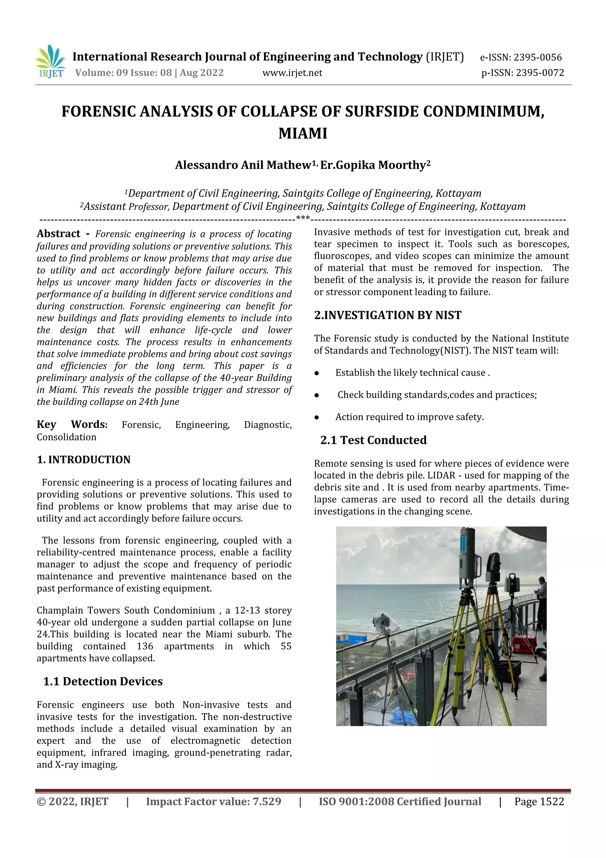 FORENSIC ANALYSIS OF COLLAPSE OF SURFSIDE CONDMINIMUM, MIAMI | PDF