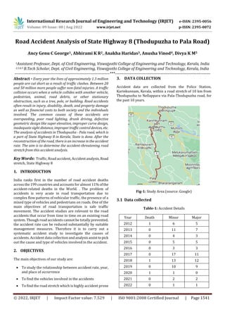 Road Accident Analysis of State Highway 8 (Thodupuzha to Pala Road) | PDF