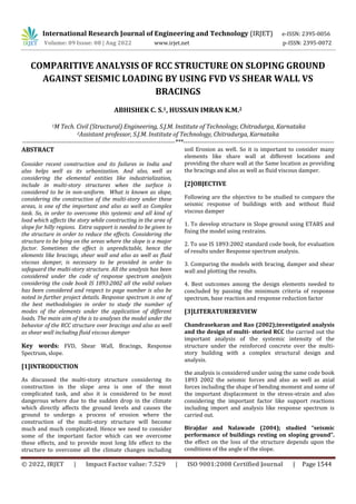 COMPARITIVE ANALYSIS OF RCC STRUCTURE ON SLOPING GROUND AGAINST SEISMIC LOADING BY USING FVD VS ...