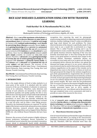 RICE LEAF DISEASES CLASSIFICATION USING CNN WITH TRANSFER LEARNING ...
