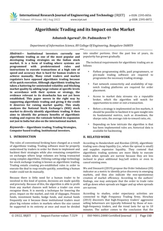 Algorithmic Trading and its Impact on the Market | PDF