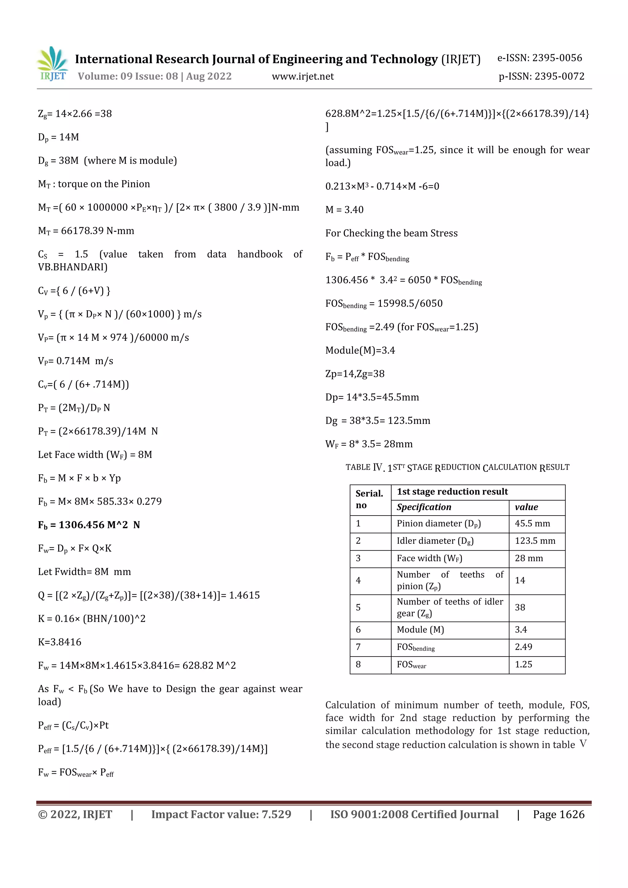 Design and analysis of 4WD 2-stage reduction gearbox for mBAJA buggy ...