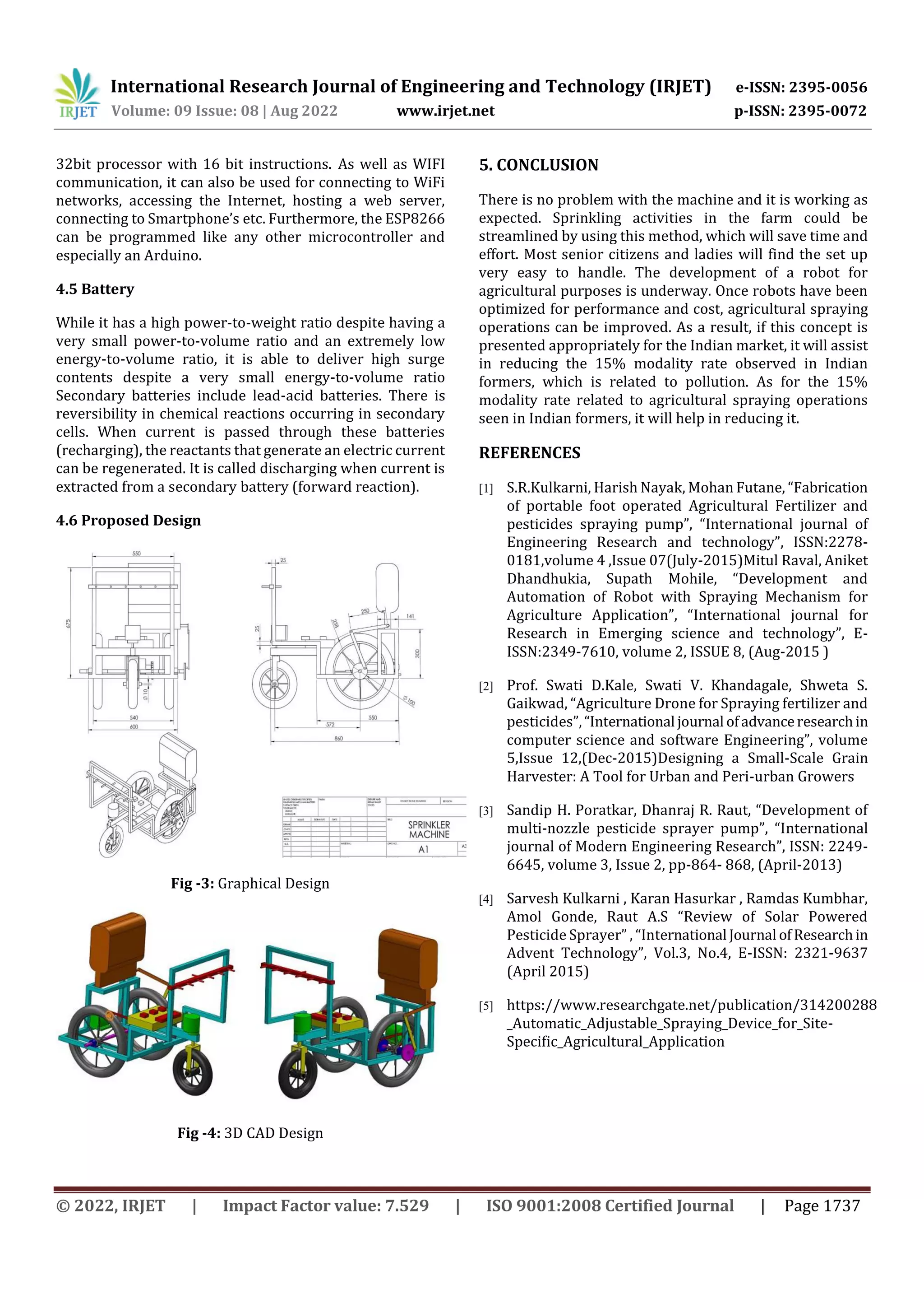 FABRICATION OF AUTOMATIC AGRICULTURAL FERTILIZERS SPRAYING MACHINE | PDF