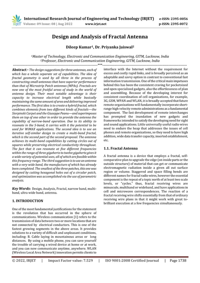 Design and Analysis of Fractal Antenna | PDF